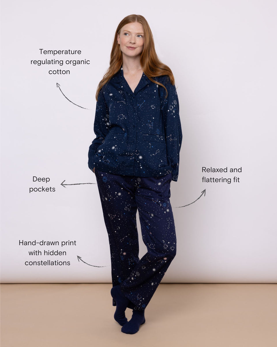 Luxury soft organic cotton women's pyjamas | navy night sky | Yawn