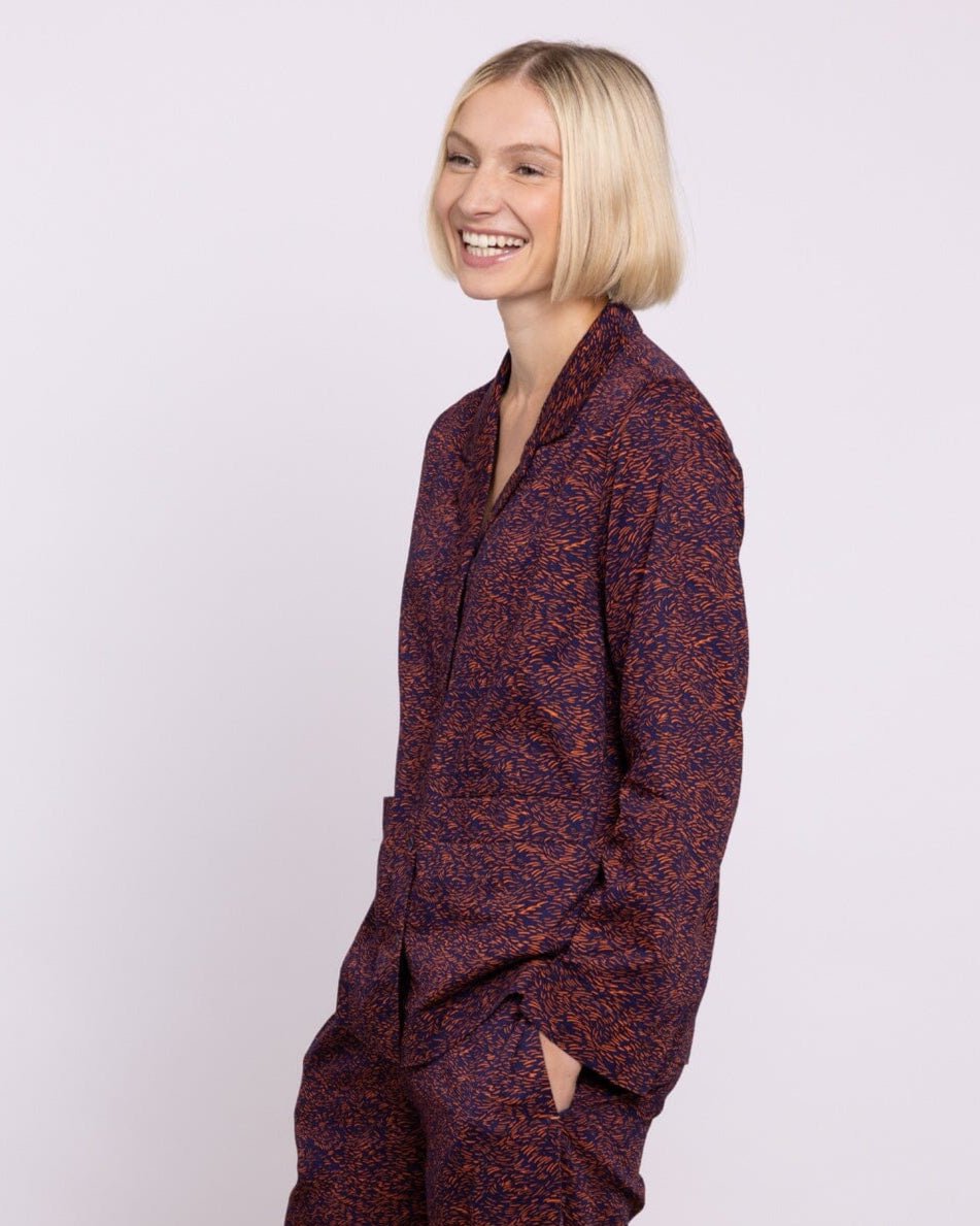 Luxury soft organic cotton women's pyjamas | navy field print | Yawn